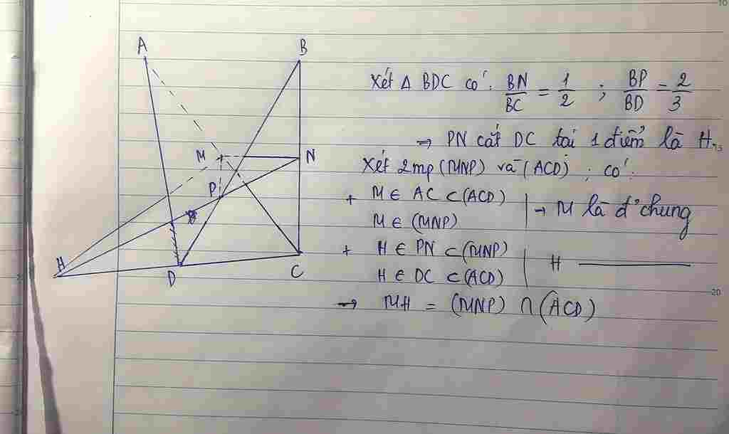 Toán Lớp 11: Cho 4 điểm A, B, C, D không đồng phẳng. Gọi M, N lần lượt là trung điểm của AC, BC ...
