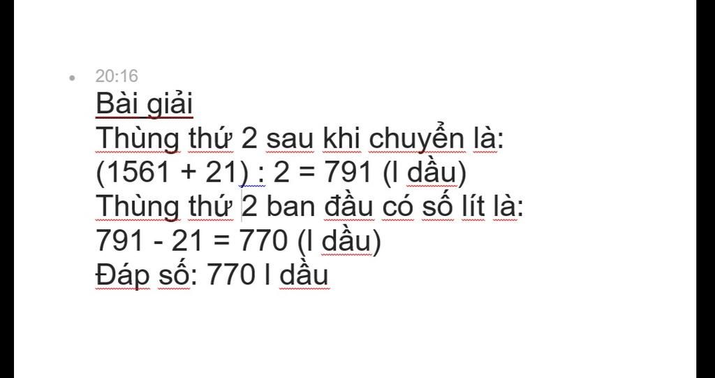 Toán Lớp 4: Hai thùng có tất cả 1561 l dầu. Nếu chuyển từ thùng 1 sang ...