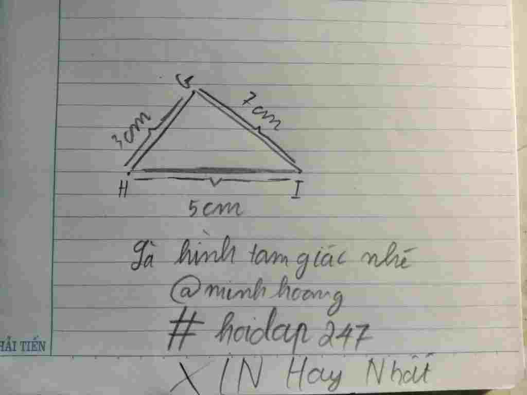 Toán Lớp 6: Vẽ hình bình hành GHIK có GH= 3cm , HI = 5cm , GI = 7cm Mik ...