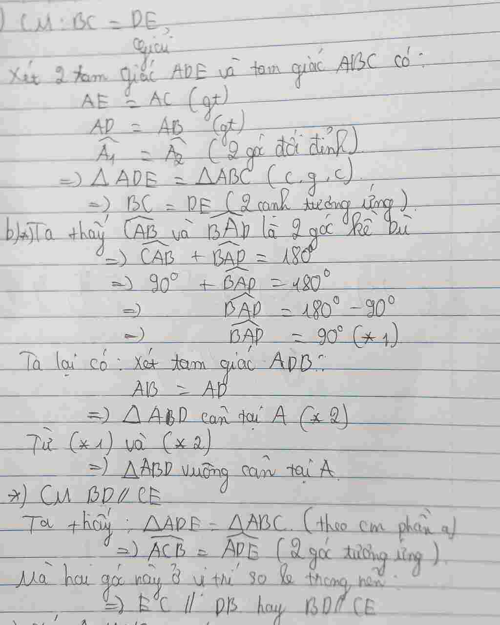 Toán Lớp 7: Bài 12. Cho tam giác ABC vuông tại A (AB