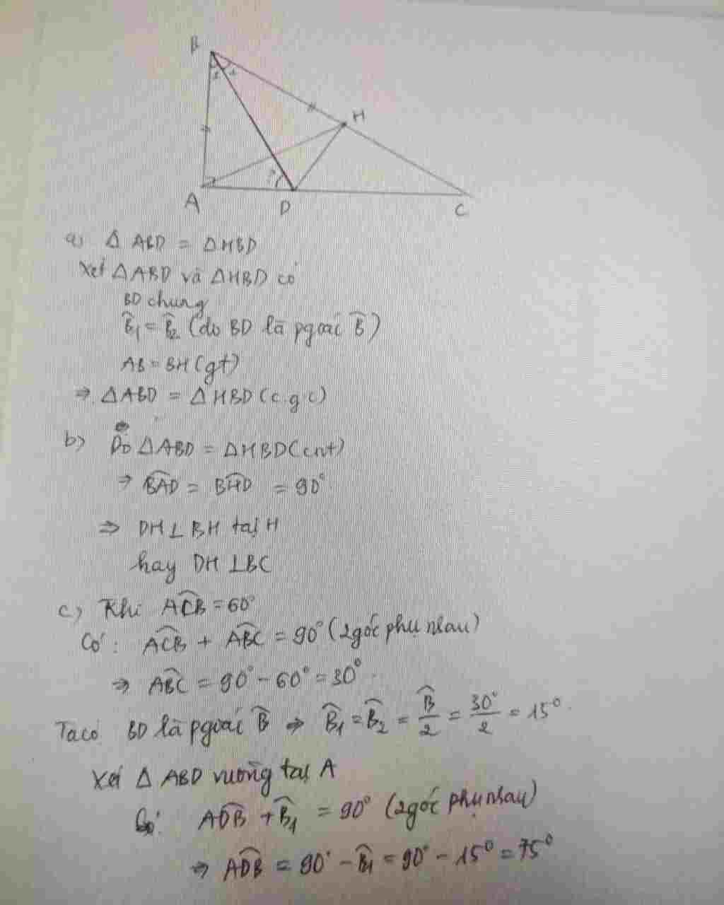 Toán Lớp 7: | CHỈ CẦN NGUYÊN HÌNH (ĐƯỢC THÌ LÀM CẢ PHẦN C) | Cho tam giác ABC vuông tại A, tia ...