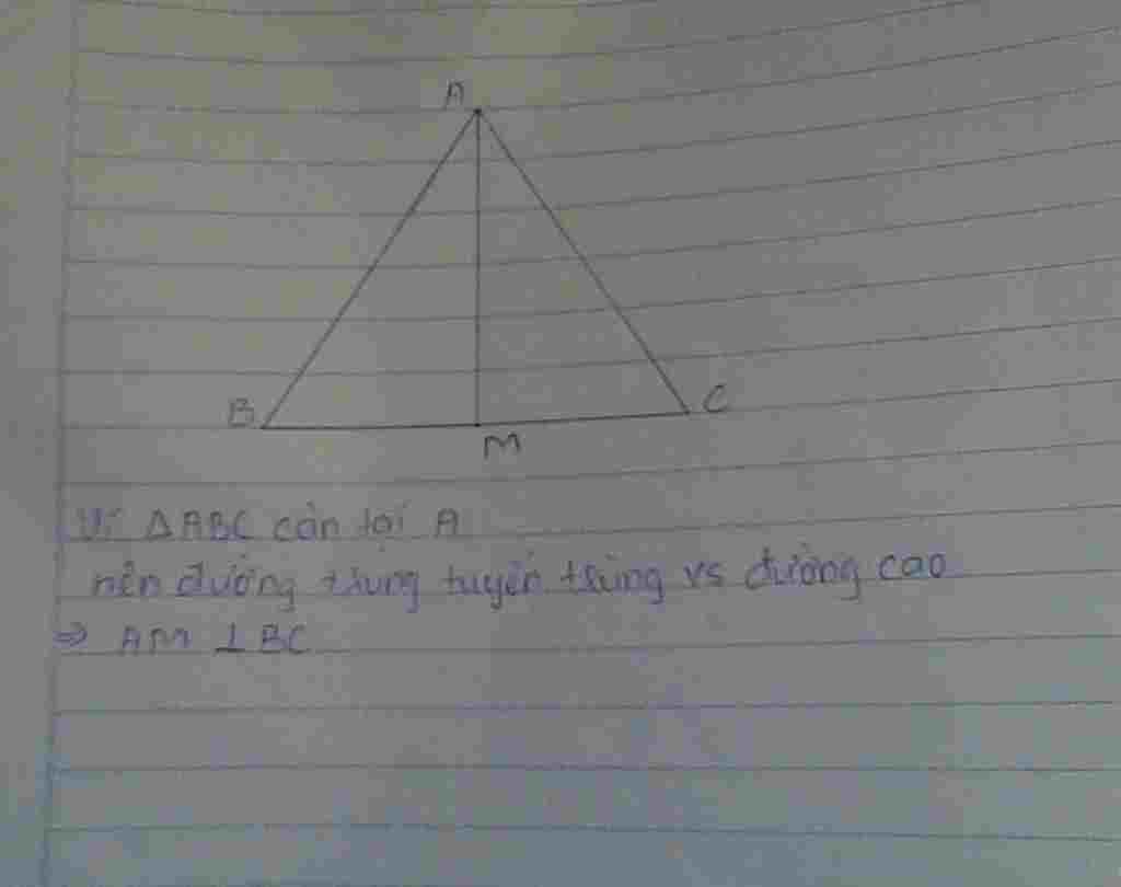 Toán Lớp 7: cho tam giác ABC có AB = AC. M là trung điểm của BC. Chứng minh rằng Am vuông góc ...