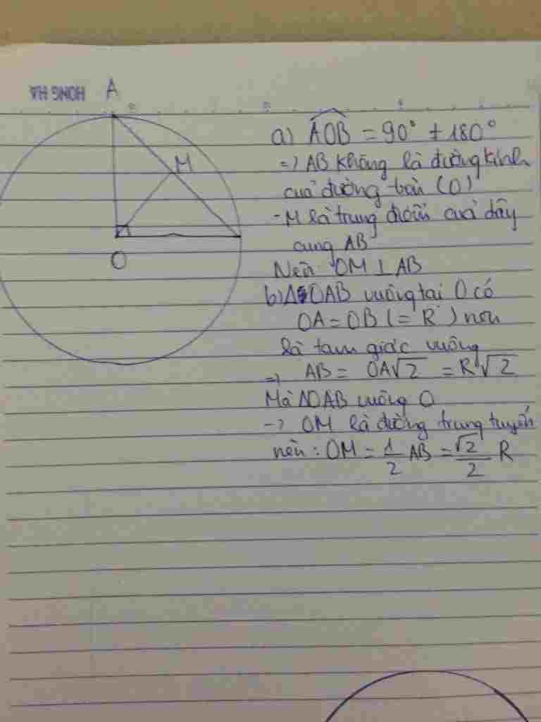 Toán Lớp 9: cho duong tròn (O,R) .A,B là 2 điểm thuoc duong tròn sao ...