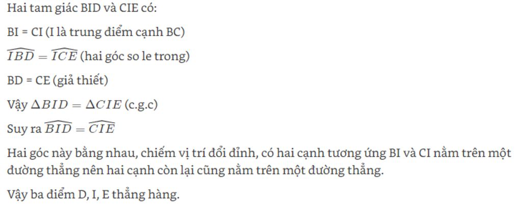 Toán Lớp 9: Cho tam giác ABC (AB = AC) và I là trung điểm của đáy BC. Dựng tia Cx song song với ...