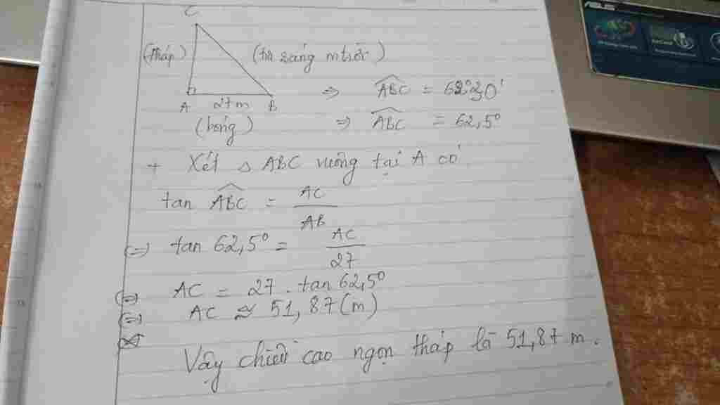 Toán Lớp 9: Đo chiều cao ngọn tháp chùa Bái Đính: Bóng của ngọn tháp ...